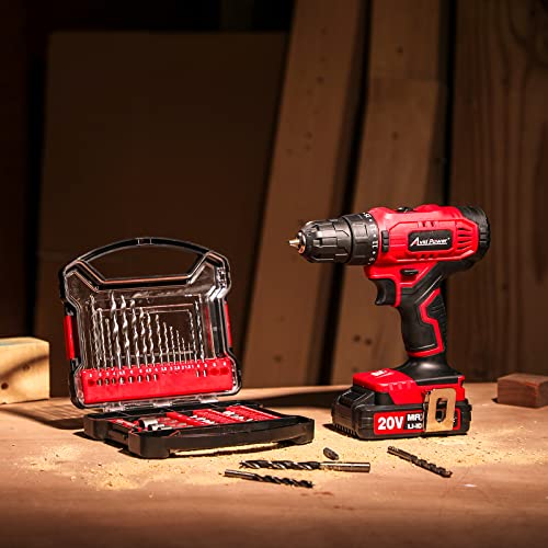 AVID POWER 20V Cordless Drill Set 320 In-lbs Torque Power Drill/Driver Kit with 41pcs Accessories and Drill Brush, 2 Variable Speed, 3/8'' Keyless Chuck