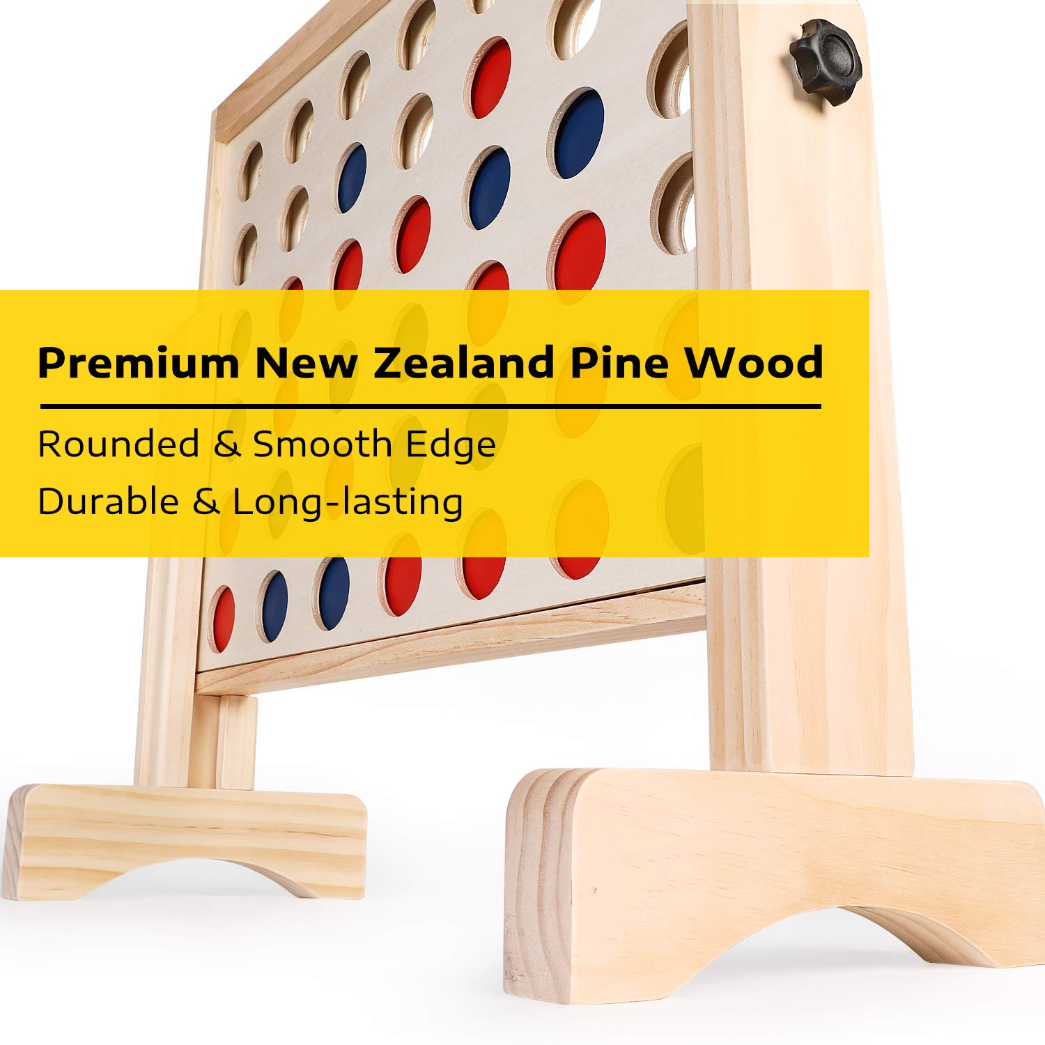 A11N 4-in-a-Row Game with Carrying Bag | 20x20 inch Board | Premium Wooden 4 Connect Game for Family Fun