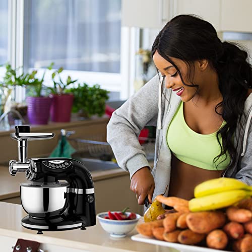 Aifeel Stand Mixer 8.5QT Bowl, 7 in 1 Multifunctional Kitchen Mixer with Dough Hook, Whisk, Beater, Meat Grinder,Pasta & Cookie Maker-Black