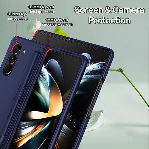 for Samsung Z Fold 5 Case with Pen, [Changable S Pen Holder & Kickstand ] [Support Wireless Charging] Z Fold 5 Case, Hard PC Shockproof Anti-Scratch Case for Samsung Galaxy Z Fold 5 (Ice Blue)