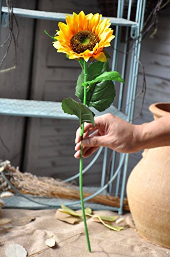Charmly Artificial Sunflowers 5 Pcs Long Stem Fake Sunflowers Artificial Silk Flowers for Home Hotel Office Wedding Party Garden Decor 23.5'' High