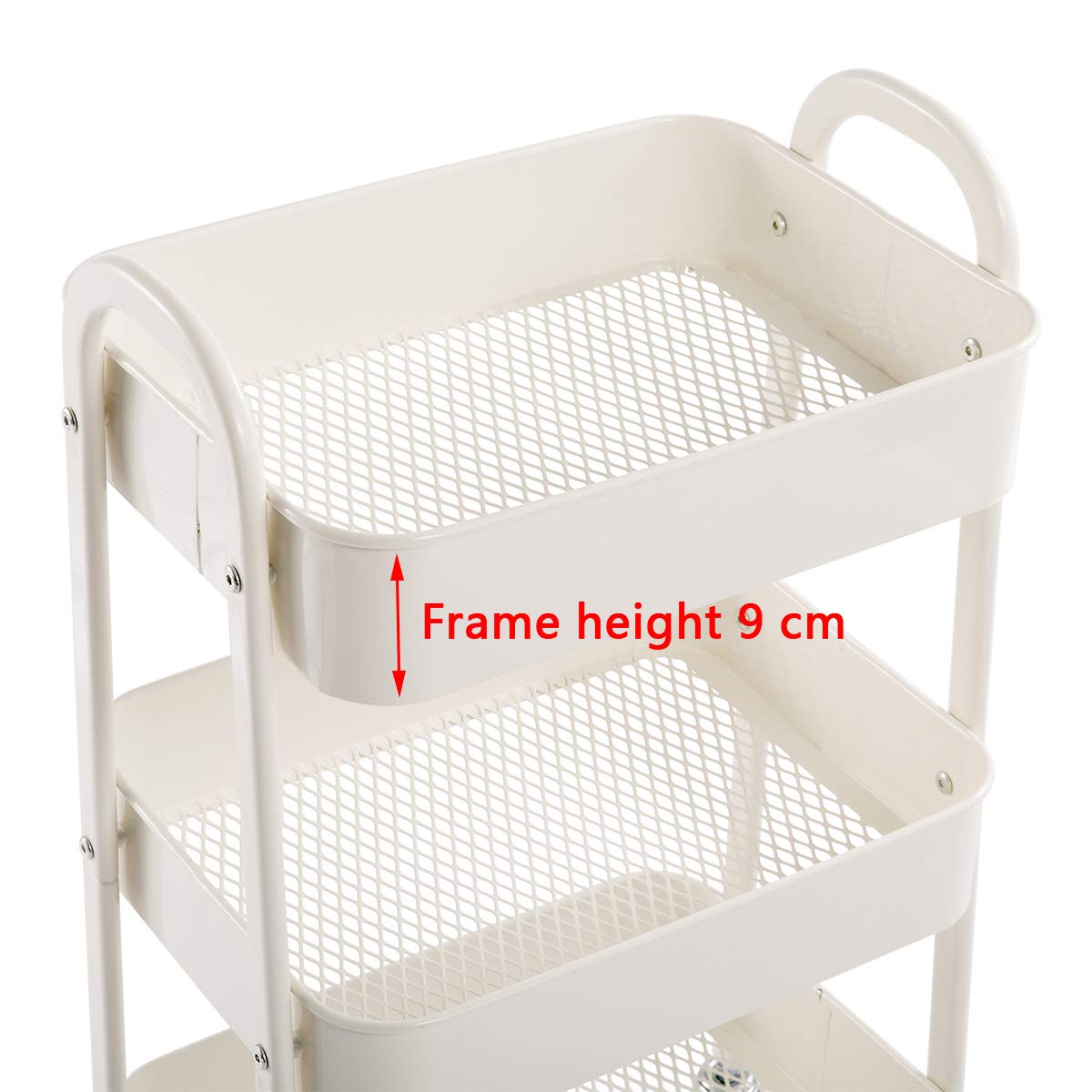AGTEK Makeup Cart, Movable Rolling Organizer Cart, White 3 Tier Metal Utility Cart