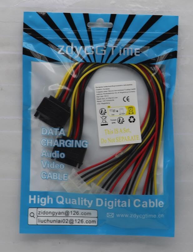 zdyCGTime 15-Pin SATA Male to 8 Pin (6+2 Pin) PCI-Express Female Video Card Power Adapter Cable(20CM/8inch)