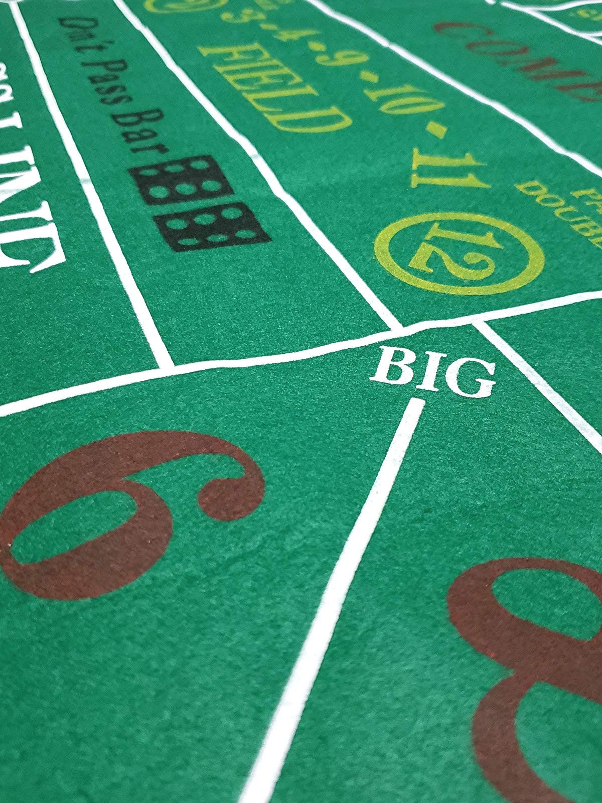 Cyber-Deals Craps & Texas Hold'em Poker Layout 2-Sided Reversible Premium Felt 6ft x 3ft with Authentic Las VegasNevada Casino Table-Played Dice & Cards, Plus Storage Pouch (Las Vegas Only)