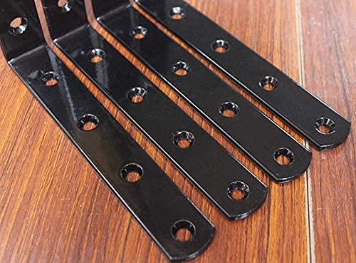 MHMYDZ 4 Pcs Black Steel Heavy Duty"L" Corner Brace Joint Angle Bracket Shelf Bracket Wall Hanging with Screws 125mmX75mm/5 InchX3 Inch Decorative Corner Brackets Joint Angle Bracket
