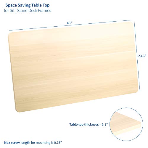 VIVO Light Wood 43 x 24 inch Universal Solid One-Piece Table Top for Standard and Sit to Stand Height Adjustable Home and Office Desk Frames, DESK-TOP43C