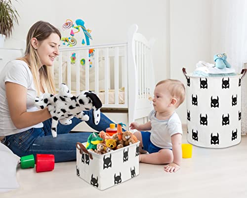 HIYAGON Kids Storage Basket Batman Easter Basket Cute Basket Empty Toy Storage Bin Organizer Box Rectangular Room Decor for Home Books(Black bats)