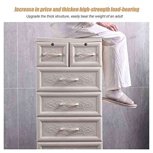Plastic Drawers Dresser with 6 Drawers, 19.6 x 13.7 x 40.1 Plastic Tower Closet Organizer with Silent Wheels Suitable for Apartments Condos And Dorm Rooms, Gdrasuya10