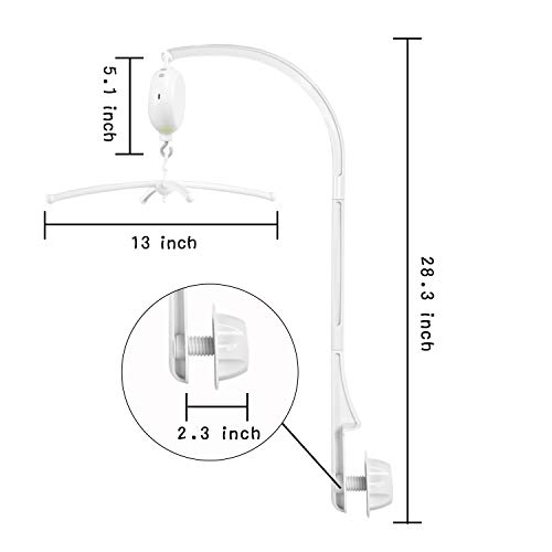 HLEEDUO 28 inche Baby Mobile arm for cirb with Music Box Motor,Crib Mobile arm Mobile Holder for Crib,nursey Mobile arm with Mobile Motor
