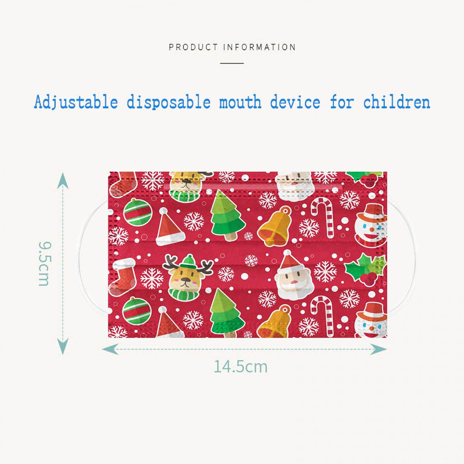 AIHOU Kids Disposable Face Mask 50PCS Childrens Cute Cartoon 3Ply Earloop Protective Breathable Halloween Christmas Face Mask