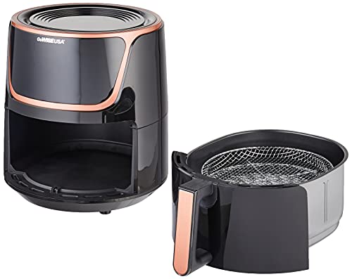 GoWISE USA GW22955 7-Quart Electric Air Fryer with Dehydrator & 3 Stackable Racks, Digital Touchscreen with 8 Functions + Recipes, 7.0-Qt, Black/Copper