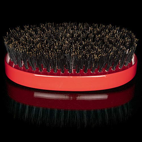 Torino Pro Wave Brush #1000 - By Brush King - Medium Hard Oval Palm/Military 360 Waves Brush Red
