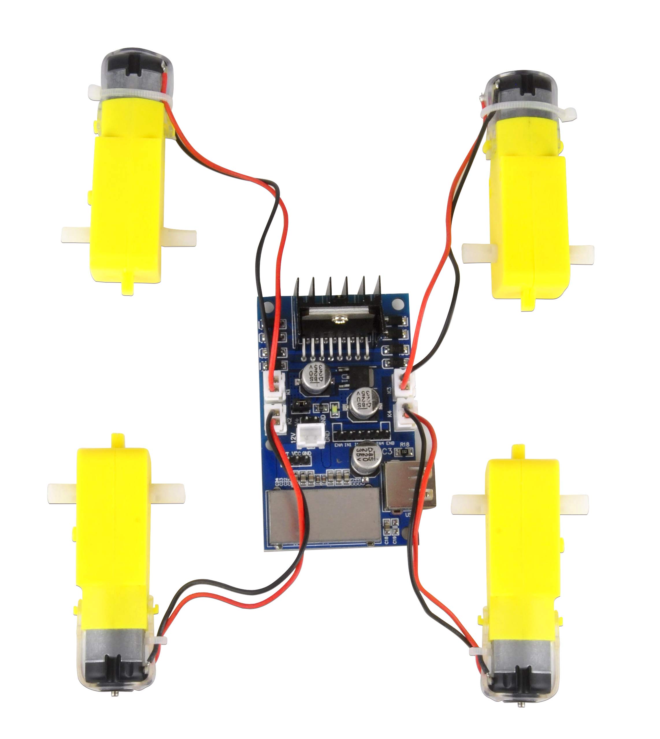 OSOYOO 4WD L298N Motor Driver Board Dual H Bridge DC JST Connectors for Robotic Smart Car for Arduino Rapsberry Pi 3 3b 4b
