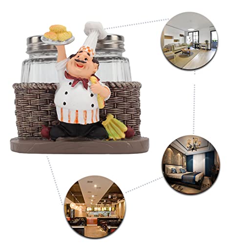 BORDSTRACT Chef Stature Holder, Salt and Pepper Shaker Sets, Chef Statue Bottle Holder Decoration, Spice Storage Box for Kitchen