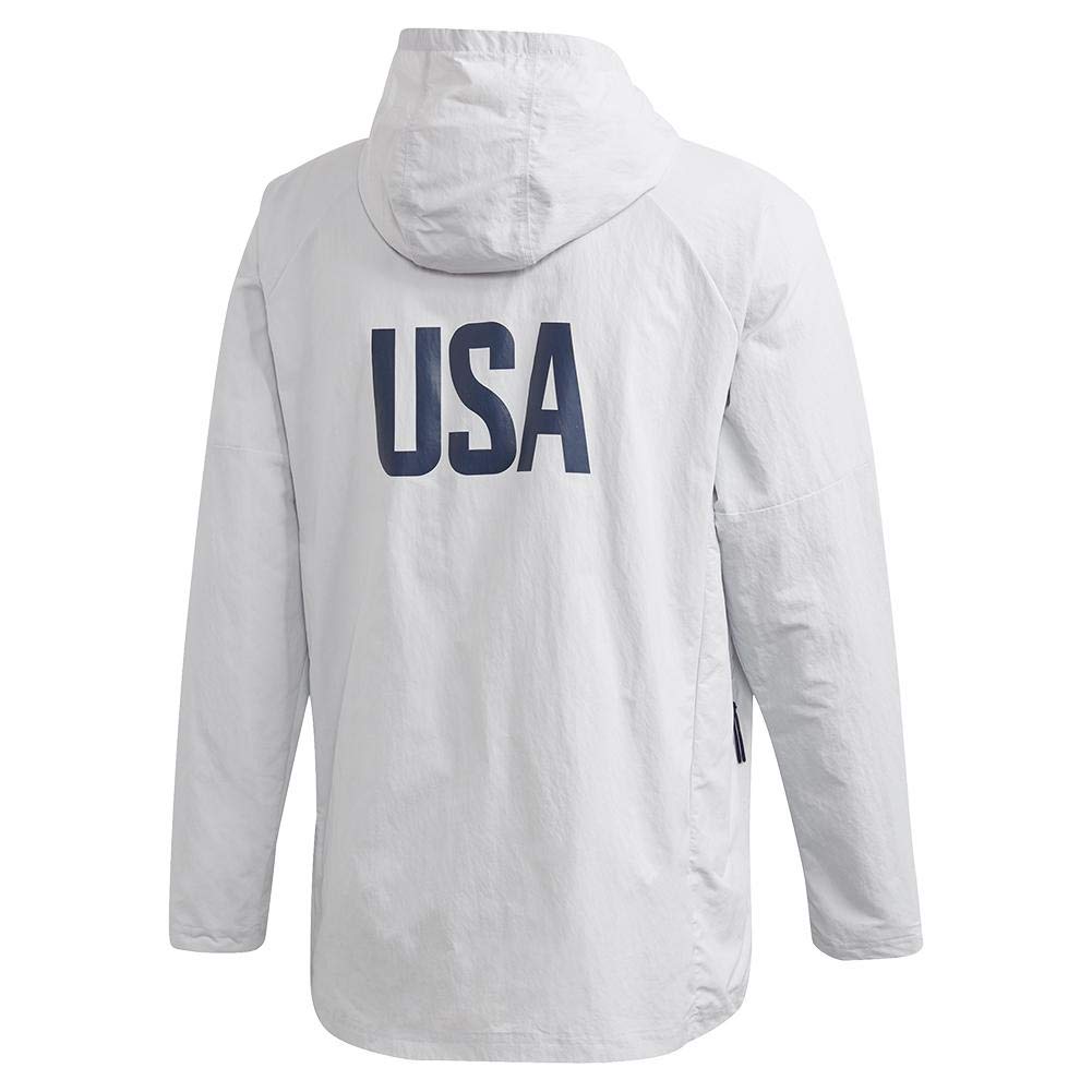 adidas Men's USA Volleyball Anorak Jacket Clear Gray/Collegiate Navy Small