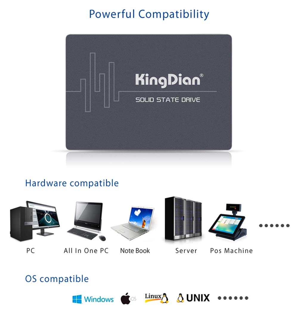 KingDian 2.5" SATA III Internal Solid State Drive 120gb SSD for PC Laptop Desktop POS Game Advertising Machine(S400 120G)