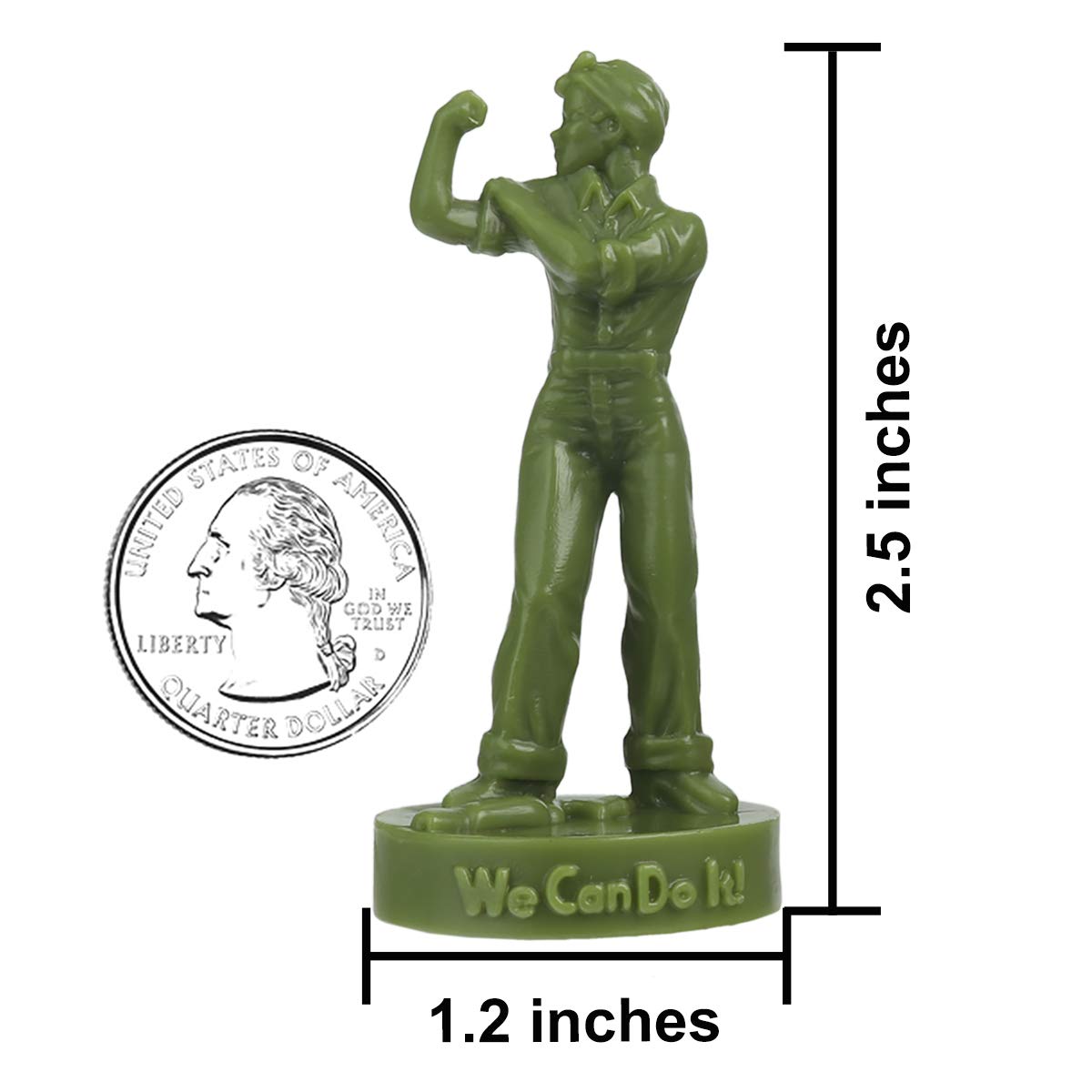 BMC Rosie The Riveter Plastic Figures - 12pc Statue Colors - Made in USA
