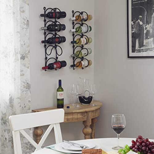 Wallniture Moduwine Wine Rack Wall Mount, Farmhouse Wall Decor Kitchen Storage Rack, Curved Finish, Set of 10