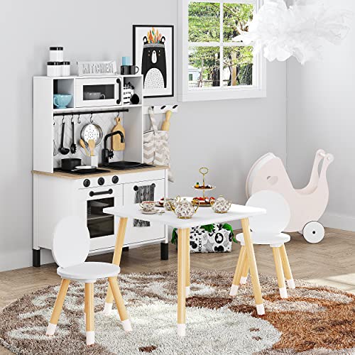 UTEX Kids Table with 2 Chairs Set for Toddlers, Boys, Girls, 3 Piece Kiddy Table and Chairs Set, White