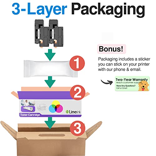 Limeink 2 Black Compatible High Yield Laser Toner Cartridges Replacement for Dell E525W 525W E525 525 H3M8P DPV4T Compatible with Dell E525W, E525DW Color Laser Printers Ink