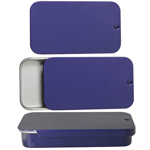 FMHXG 6pcs Metal Tin Box Portable Small Container Storage Case Rectangular Sliding Lid Tin Boxes for Drawing Pin Nail Art Bead Earring and Jewelry Craft Organizing, Sapphire Blue