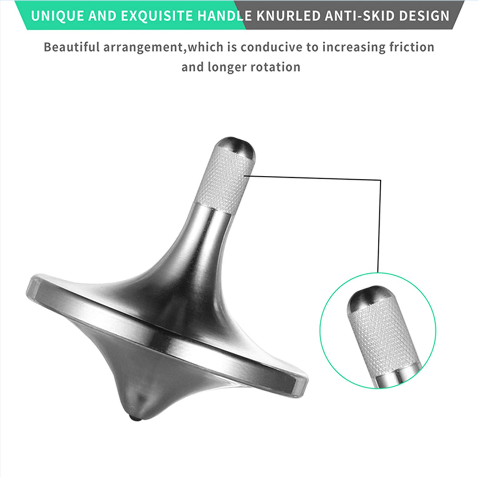 CHEETOP Stainless Steel Spinning Top, Premium Exquisite Perfect Balance Well Made Metal Desk EDC Little Fidget Toy, Spin Long Time Over 6 Minutes, Great Value (Silver,Medium Diameter 29mm)