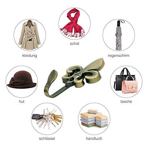GoYonder Decorative Wall Hanging Coat Hooks Zinc Alloy Curtain Tieback Holders Screws Set of 4 Flower Shape (Bronze)