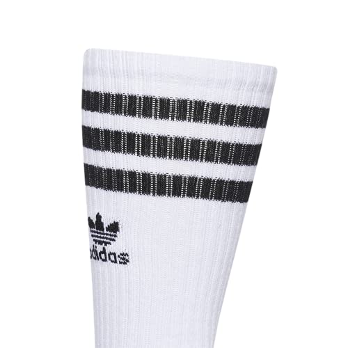 adidas Originals Unisex Roller (1-pair) Crew Sock, White/Black/Aluminum 2, Large US