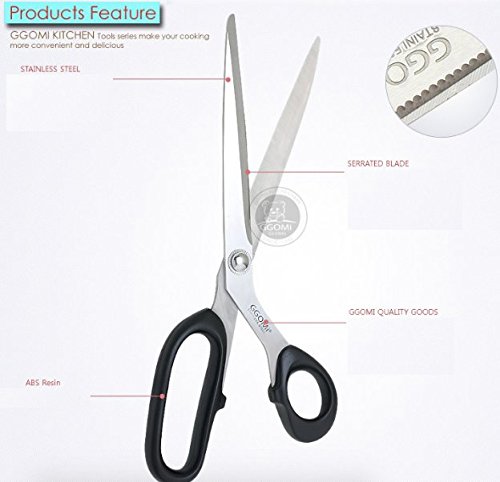 Korean Barbecue Kalbi Rib Meat Cutting Talent Shears/Serrated 2.2T Blade/Quality Stainless Steel Scissors Large 9.6 Inch