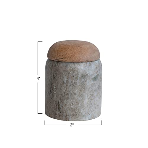 Creative Co-Op Modern Marble Wood Lid, Natural Canister