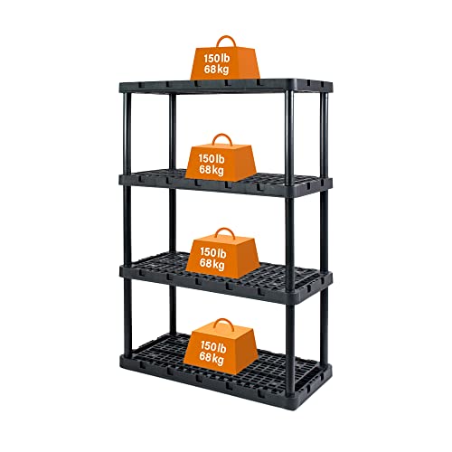 Gracious Living 4 Shelf Fixed Height Ventilated Heavy Duty Storage Unit 18 x 36 x 54 Organizer System for Home, Garage, Basement, and Laundry, Black