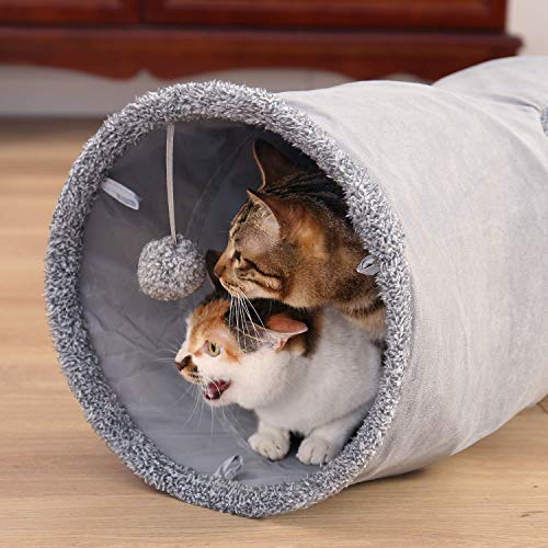 Speedy Pet Collapsible Cat Tunnel, Cat Toys Play Tunnel Durable Suede Hideaway Pet Crinkle Tunnel with Ball M