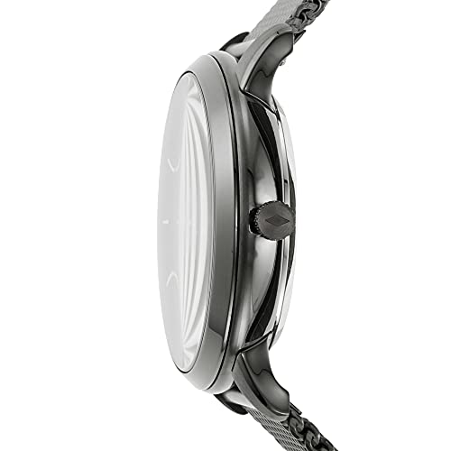 Fossil Men's Neutra Automatic Stainless Steel Mesh Three-Hand Skeleton Watch, Color: Smoke (Model: ME3185)