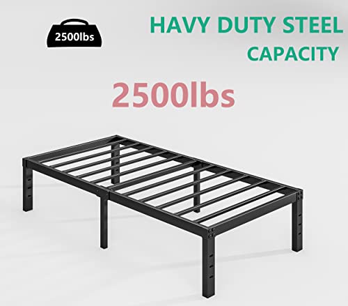 Sementa Twin-Bed-Frames 16 Inch High Heavy Duty-Platform-Mattress-Foundation - No Box Spring Needed,Storage Underneath,Easy Assembly,Noise Free,Black