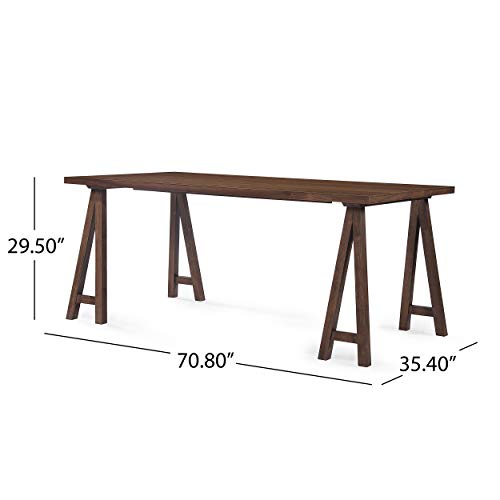 Christopher Knight Home Rachel Mid-Century Modern 7 Piece Dining Set with A-Frame Table, Light Beige + Walnut