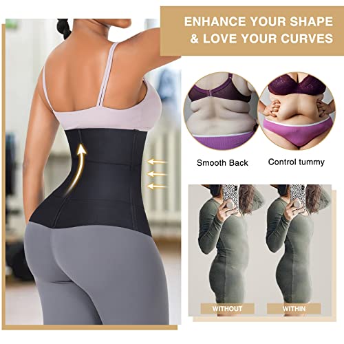 FeelinGirl Waist Trainer for Women Seamless Underbust Waist Corsets Cincher Adjustable Workout Girdle Segmented Hourglass Body Shaper Black L