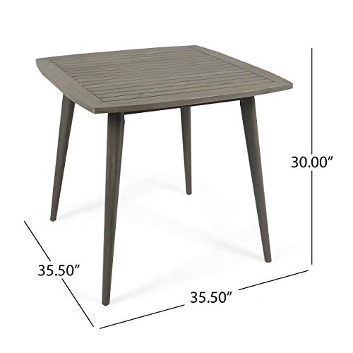 Great Deal Furniture Caleb Indoor Square Acacia Wood Dining Table, Gray