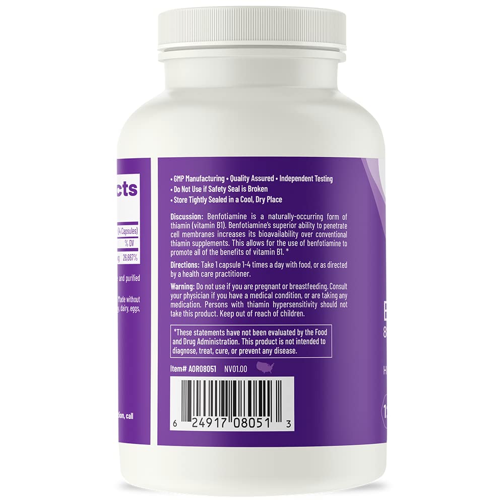 Advanced Orthomolecular Research AOR Benfotiamine 80 mg Capsules, 120 Count