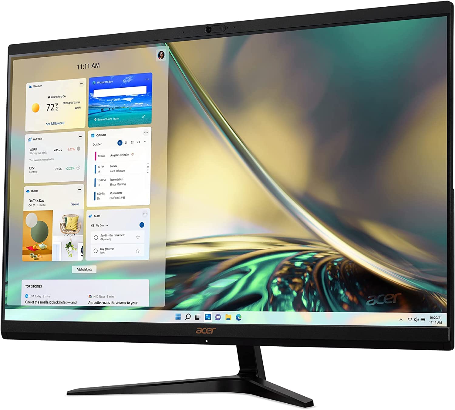 acer 2023 27-inch FHD IPS All-in-One AIO Desktop PC Intel 4-Core i5-1235U Iris Xe Graphics 32GB DDR4 RAM 1TB SSD WiFi AX BT RJ45 USB-C Webcam HDMI Windows 11 Pro Wireless KB and Mouse w/RE USB