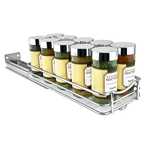 LYNK PROFESSIONAL® Pull Out Spice Rack Organizer for Cabinet - Lifetime Limited Warranty - Slide Out Rack - 4-1/4 inch Wide Sliding Spice Organizer Shelf - Chrome