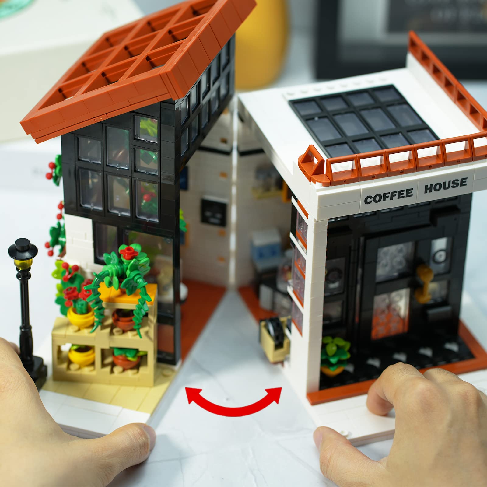 ENJBRICK Modular House Building Kit,Townhouse Building Blocks Model Set for Teens and Adults,Architecture Collectible Toy Building Set