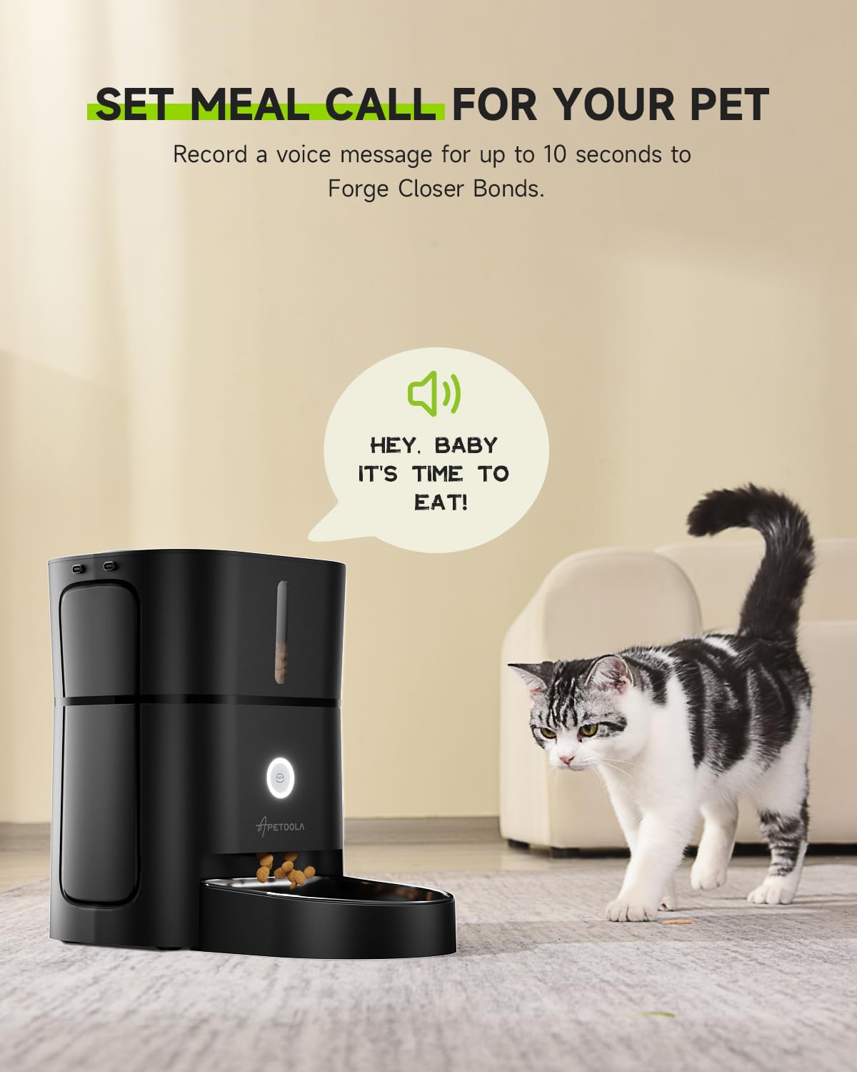 APETDOLA Automatic Cat Feeder, 5G WiFi Cat Food Dispenser with APP Control, 3L/12 Cup Timed Cat Dry Food Dispenser, Auto Pet Feeder Programmable for Cats & Dogs, 10s Voice Recorder, Dual Power Supply