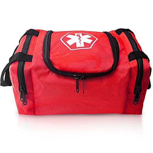 ASA TECHMED First Aid Responder EMS Emergency Medical Trauma Bag EMT, Fire Fighter, Police Officer, Paramedics, Nurse, Red