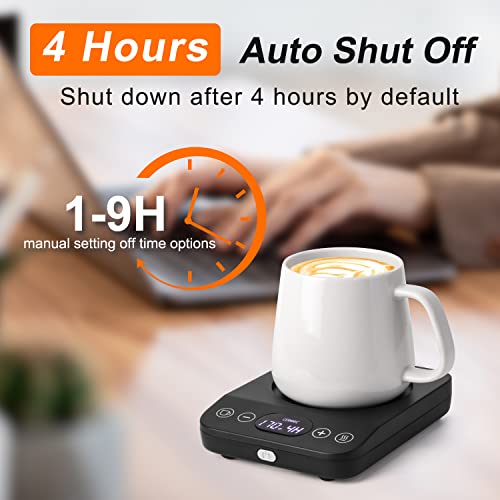 Feify Coffee Mug Warmer,Electric Coffee Warmer for Desk Home Office, Auto On/Off Gravity-Induction Smart Cup Warmer with 9 Temperature Setting,1-9 Timer Beverage Warmer Plate for Candle Milk Tea Black