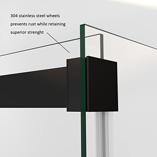 Vinnova 64" W x 76" H Double Sliding Frameless Shower Door Matt Black Finish