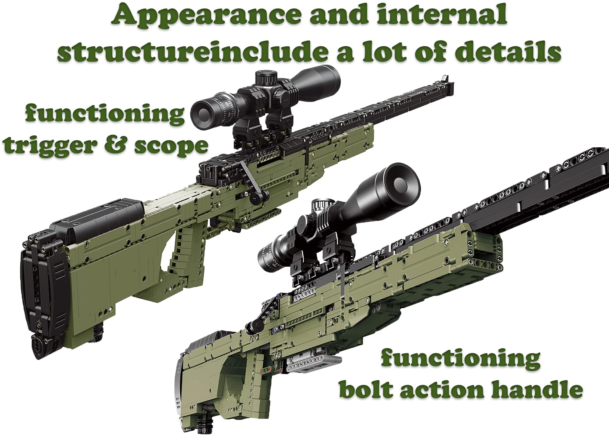 CampCo Sniper Rifle Gun Building Blocks Blaster Kit, like Lego & NERF, 14+ yrs & Adults, 1491 pcs 3D, Simulation Weapon Toy, DIY, Mechanical Model Kit