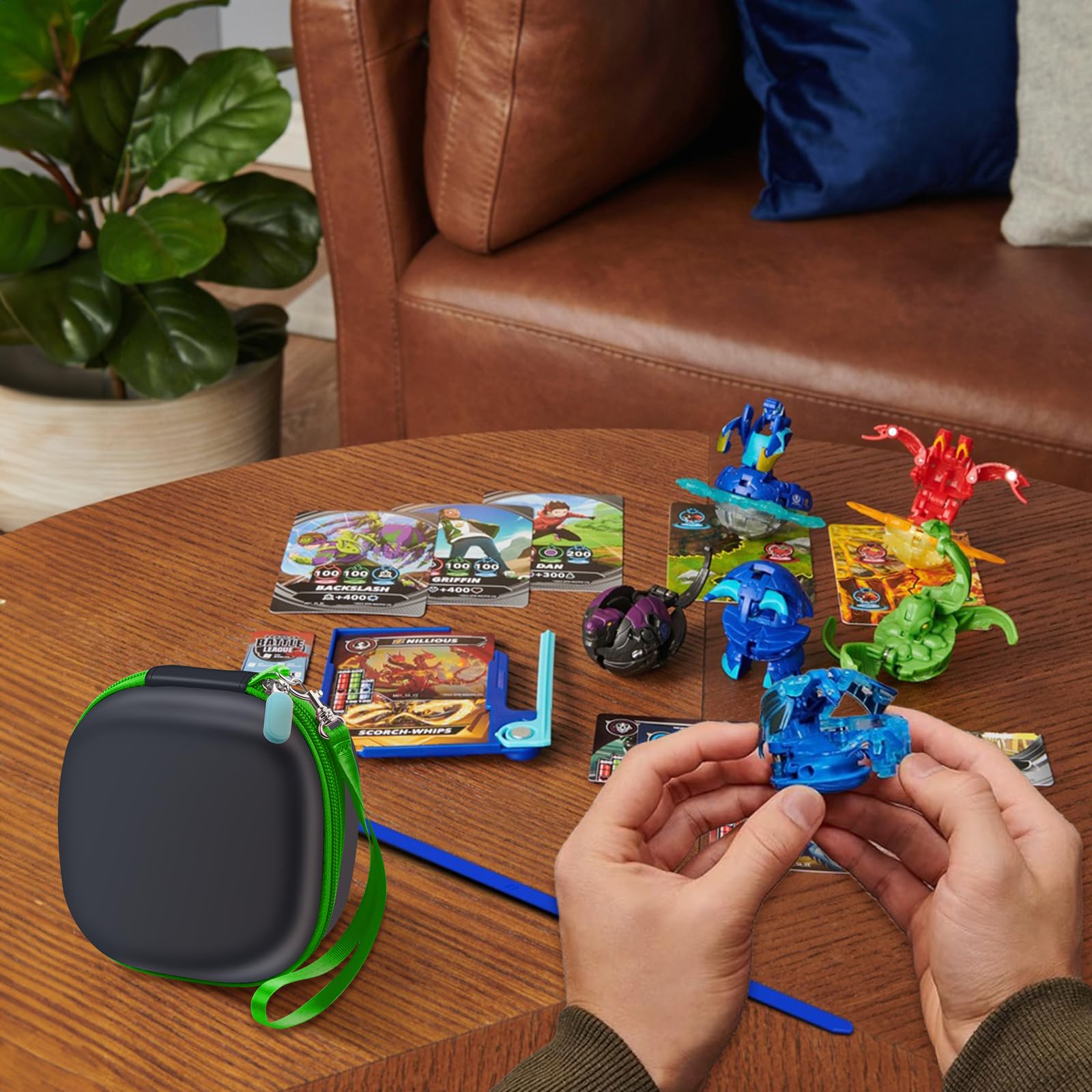 Toy Organizer Storage Case Compatible with Bakugan Figures, for BakuCores and Armored Alliance, Geogan Rising Battle Action Figure Carrying Storage Holder (Box Only) - Green