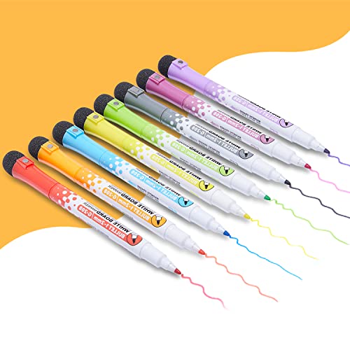 TSJ OFFICE Dry Erase Markers - 8 Colors Fine Point Tip White Board Marker with Eraser, Low Odor Whiteboard Markers for Kids, Teachers…