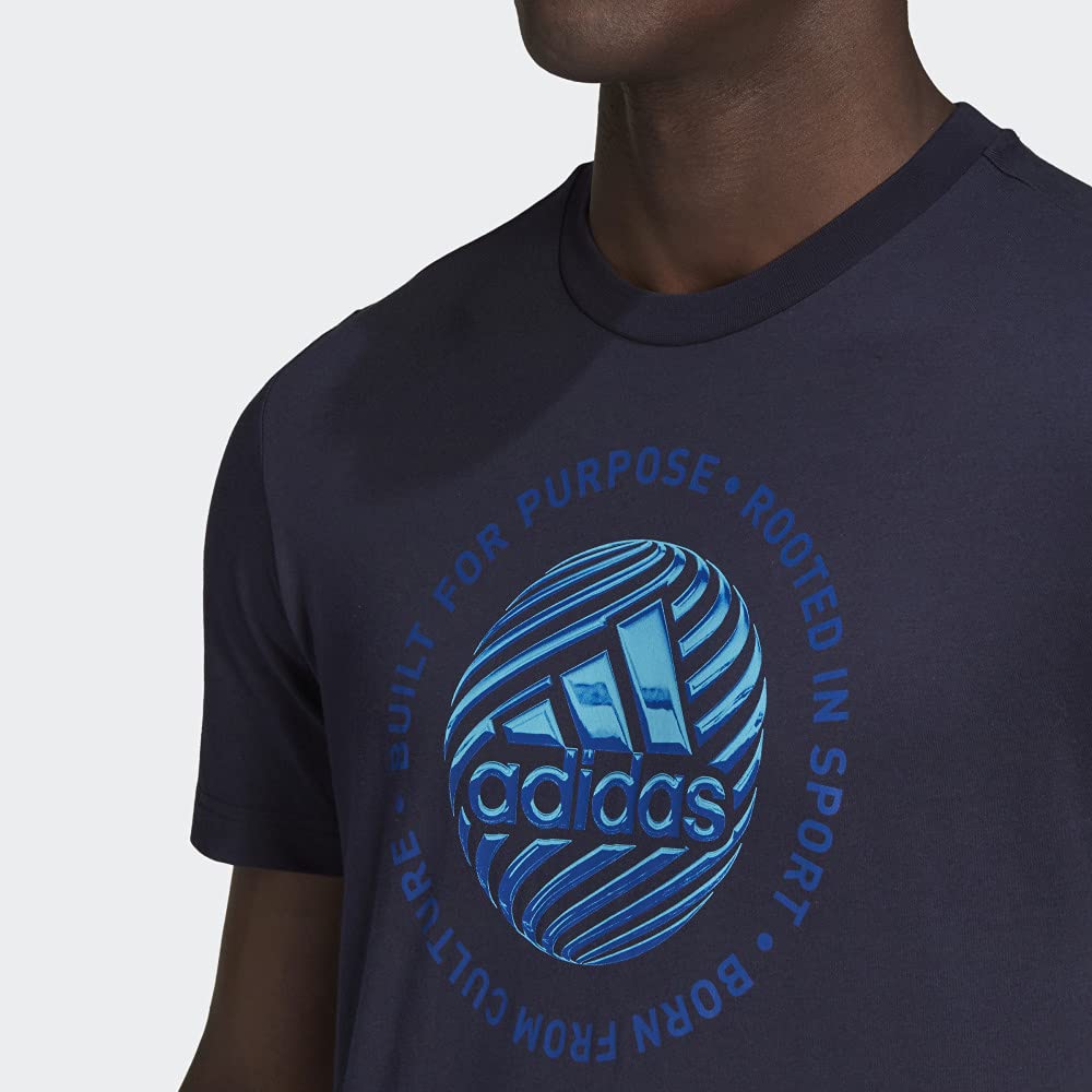 adidas mens Hyperreal Circled Slogan Tee Ink Medium