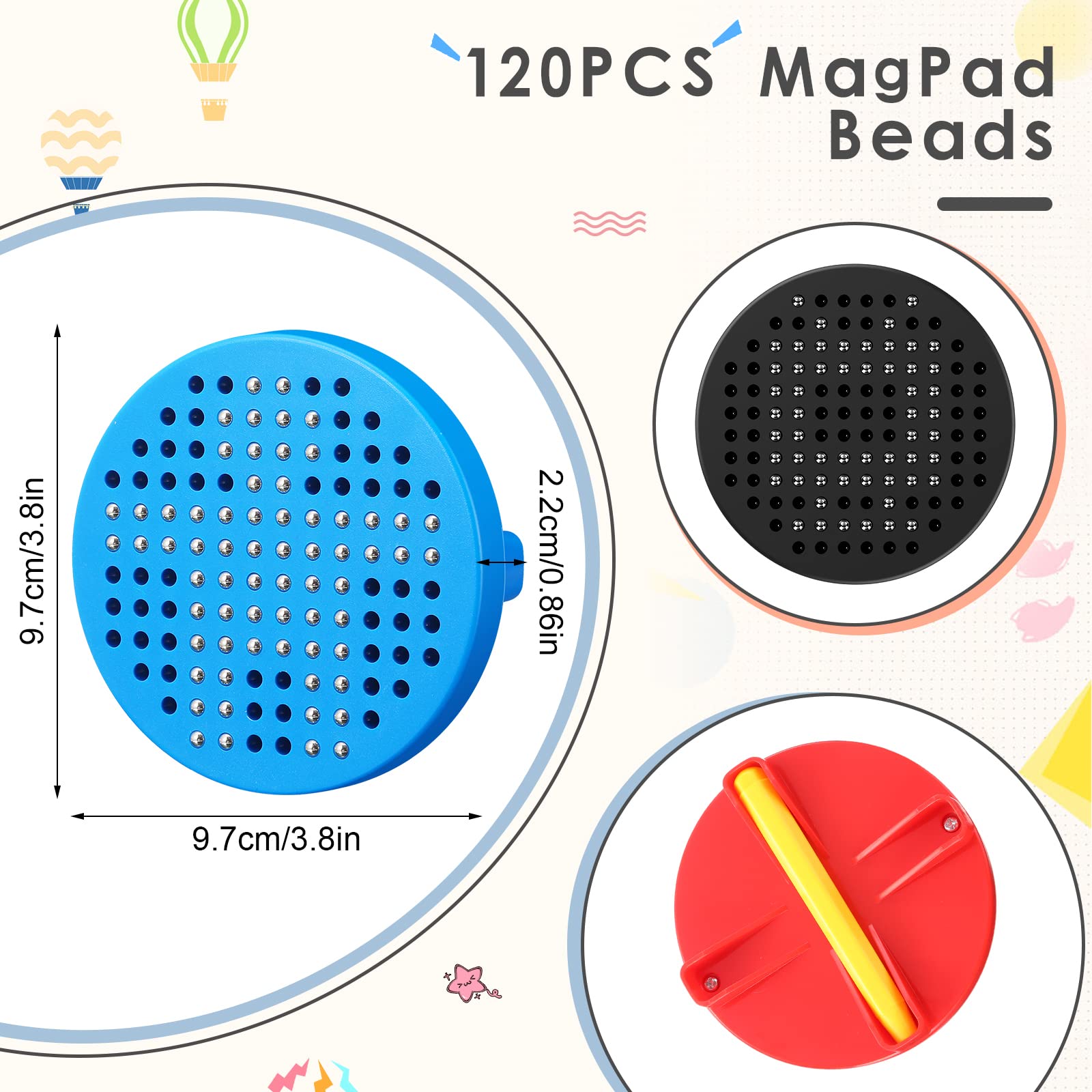 Epakh 3 Pack Magnetic Drawing Board for Kids Magnet Toys for Toddlers Airplane Travel Road Trip Car Trip Essentials for Kids Gift Drawing Stylus Erasable Reusable Magnetic Dot Board